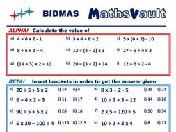 BIDMAS Differentiated Worksheet | Teaching Resources