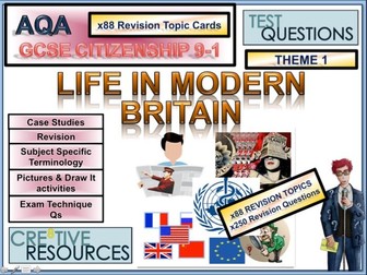 AQA GCSE Citizenship 9-1 Revision topic Cards | Teaching Resources