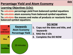 GCSE Chemistry: Percentage Yield and Atom Economy | Teaching Resources