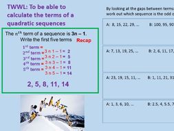 Generating Sequences from Quadratic nth Terms | Teaching Resources