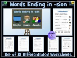 sion suffix - Worksheets | Teaching Resources
