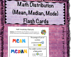 Distribution Vocabulary Flash Cards (Mean, Median, Mode and Range ...