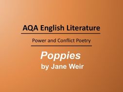 Poppies by Jane Weir Lesson | Teaching Resources