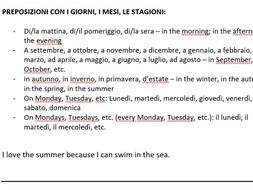 Italian GCSE Prepositions Worksheet | Teaching Resources