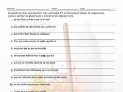 Comparative Adjectives Spanish Scrambled Sentences Worksheet | Teaching ...