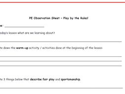 Non-participant PE Observation Sheets | Teaching Resources