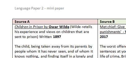 AQA English Language Paper 2 mini mock | Teaching Resources