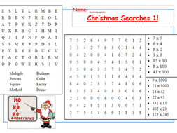 KS3 Maths Christmas Searches (2x word+number) | Teaching Resources
