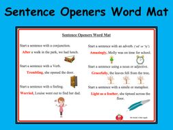 Sentence Opener Word Mat | Teaching Resources