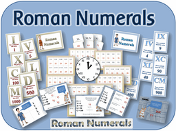 Roman numerals KS2 maths resources: powerpoints display posters clock ...