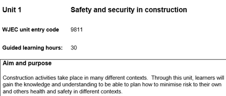 WJEC Constructing the Built Environment Unit 1: Safety and Security in ...