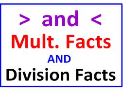 Greater Than Less Than Multiplication Facts AND Division Facts (5 ...