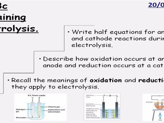 GCSE Chemistry Electrolysis: 5 Full Lessons. Edexcel 9-1 Topic CC10 ...