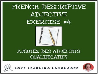 10 French descriptive adjectives exercises BUNDLE + Adjective resource ...