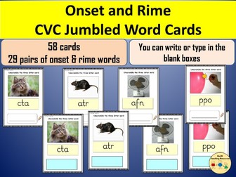 CVC Words Onset and Rime Phonics Spelling Worksheets Sorting Cut Paste ...