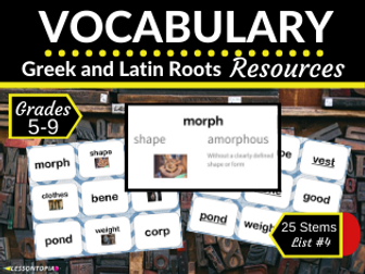 Greek and Latin Vocabulary Roots Bundle-125 Stems | Teaching Resources
