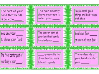 Body Parts 6 English Text Game Bundle | Teaching Resources