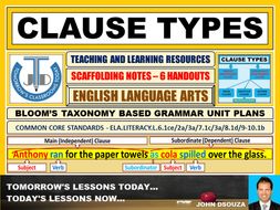 CLAUSE TYPES: SCAFFOLDING NOTES - 6 HANDOUTS | Teaching Resources