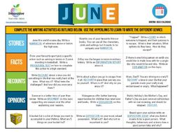 JUNE Interactive Writing Task Calendar (FREEBIE) | Teaching Resources