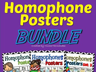 Homophone Posters: Set 2 (35 Colored Posters Including By/Buy/Bye ...