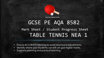 AQA 8582 GCSE PE: Table Tennis NEA 1. Student ASSESSMENT / Student ...