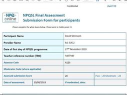 NPQSL complete submission: achieved FULL marks | Teaching Resources