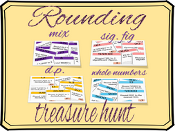 Rounding treasure hunt (10, 100, 1000, whole numbers, decimal places ...