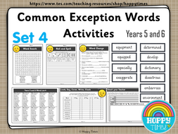 Year 5 / 6 Common Exception Words Spelling Activities ( set 4 ...