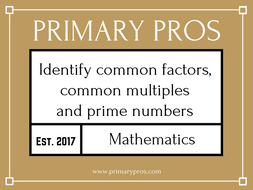Identify common factors, common multiples and prime numbers by PrimaryPros | Teaching Resources