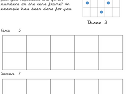 EYFS Y1 year one representing numbers on a tens frame maths activity ...