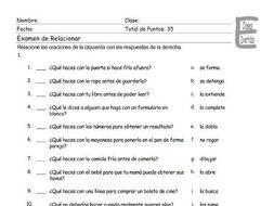 Imperative Verbs Spanish Matching Exam | Teaching Resources