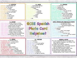 GCSE Spanish Speaking Photo Card Helpsheet | Teaching Resources