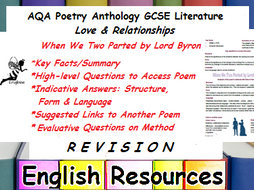 When We Two Parted Revision by englbee | Teaching Resources