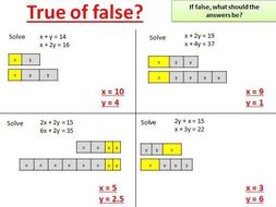 Solving simultaneous equations introduction - mastery style using bar ...