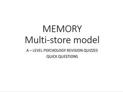 Psychology - Memory - Multi Store Model QUIZ (1/3) | Teaching Resources