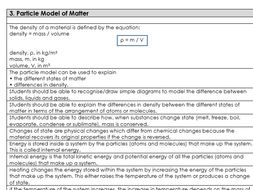 AQA GCSE 9-1 Physics Specification Checklist. 3 PARTICLE MODEL | Teaching Resources