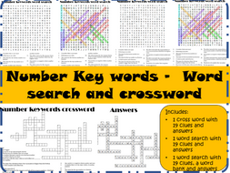 Number key words - maths word search and crossword | Teaching Resources
