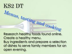 KS2 DT -Menus, tasting and cooking | Teaching Resources