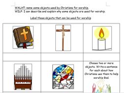 Year One RE Christianity: Objects for Worship Differentiated Worksheets ...