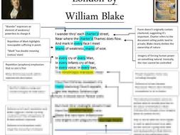 LEVEL 9 London poem annotations, analysis and context sheet | Teaching ...