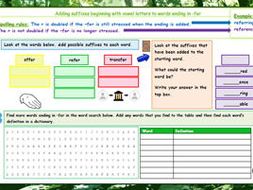 Adding suffixes beginning with vowel letters to words ending in -fer ...