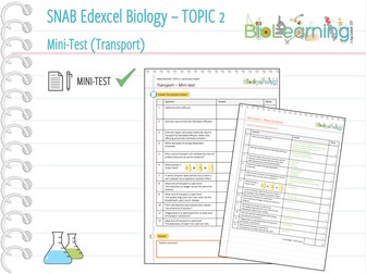 SNAB Biology Topic 2 - 17x Mini-tests | Teaching Resources