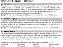 Persuasive Writing Techniques | Teaching Resources