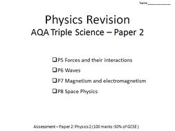 AQA Physics GCSE revision Paper 2 P5-8 | Teaching Resources