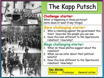 Kapp Putsch + Spartacist Rebellion | Teaching Resources