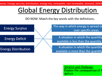 AQA GCSE Geography- Resource Management- Energy | Teaching Resources
