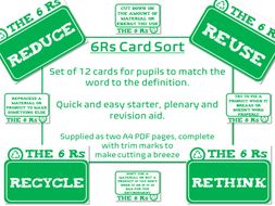6Rs of Sustainability Card Match | Teaching Resources