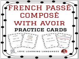 French Passé Composé with Avoir - Regular Verbs - 75 Practice Cards ...