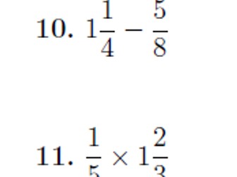 Operations between fractions and mixed numbers worksheets (with ...