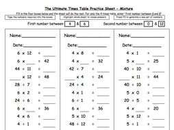 The Ultimate Times Table Practice Sheet | Teaching Resources